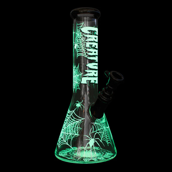 Creature 12” Glow-in-the-Dark Spiderweb Water Pipe - BC Smoke Shop