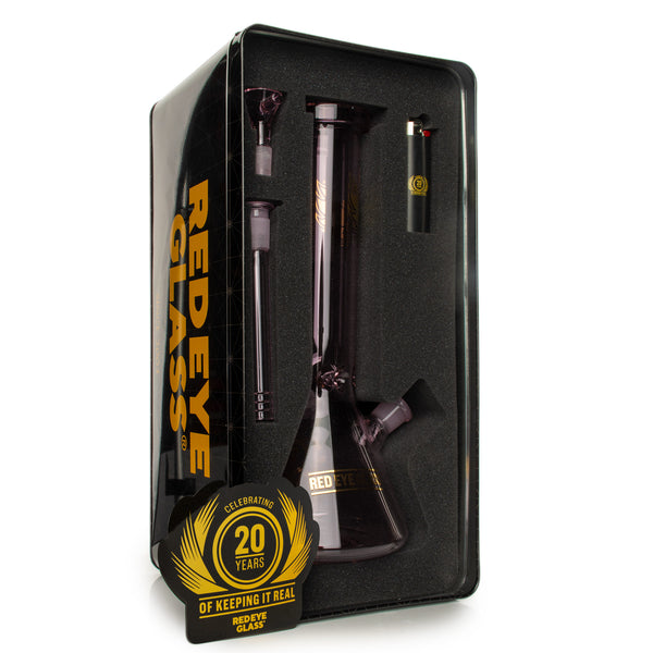 Red Eye Glass 12" 20th Anniversary Beaker Pink - BC Smoke Shop